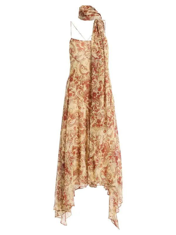DE LA VALI Komi Paisley Crepe De Chine Midi Dress - Print