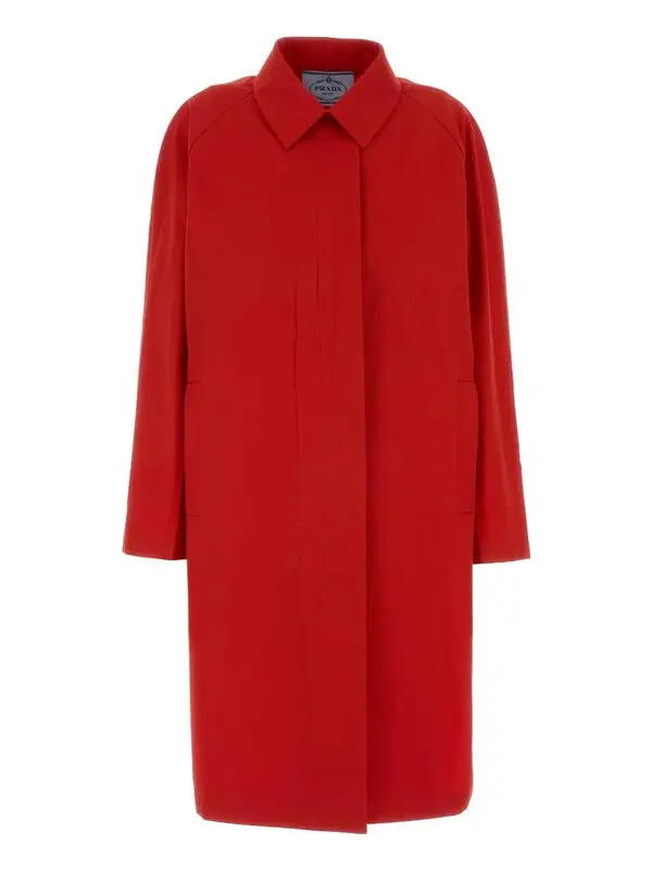Prada Gabardine Overcoat - Red