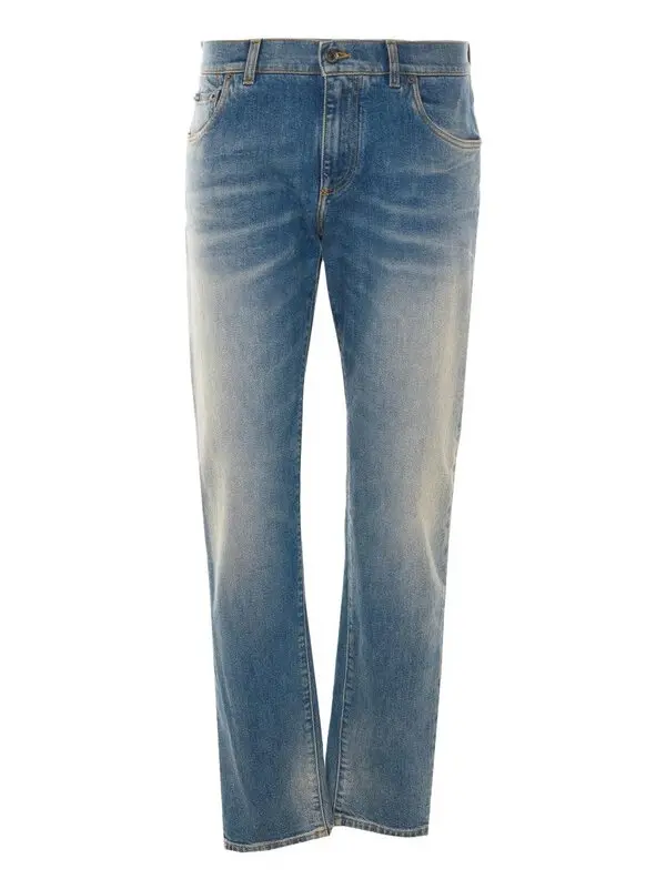 Dolce & Gabbana Logo Detail Denim Jeans - Blue