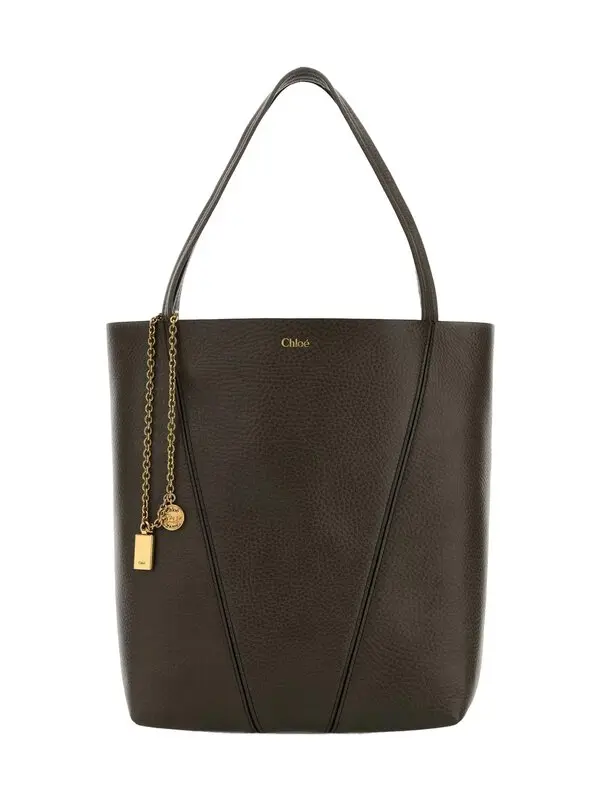 Chloé Calf Leather Spin Shopping Bag - Brown