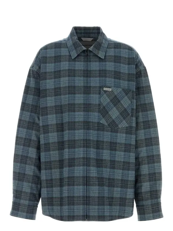 Balenciaga Embroidered Flannel Oversize Shirt - Multicolor