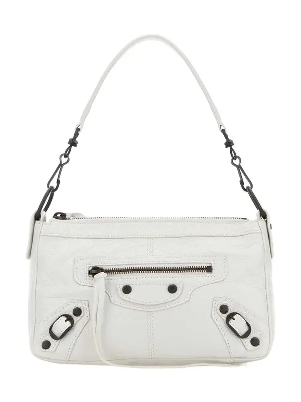 Balenciaga Mini Le City Moto Shoulder Bag - White