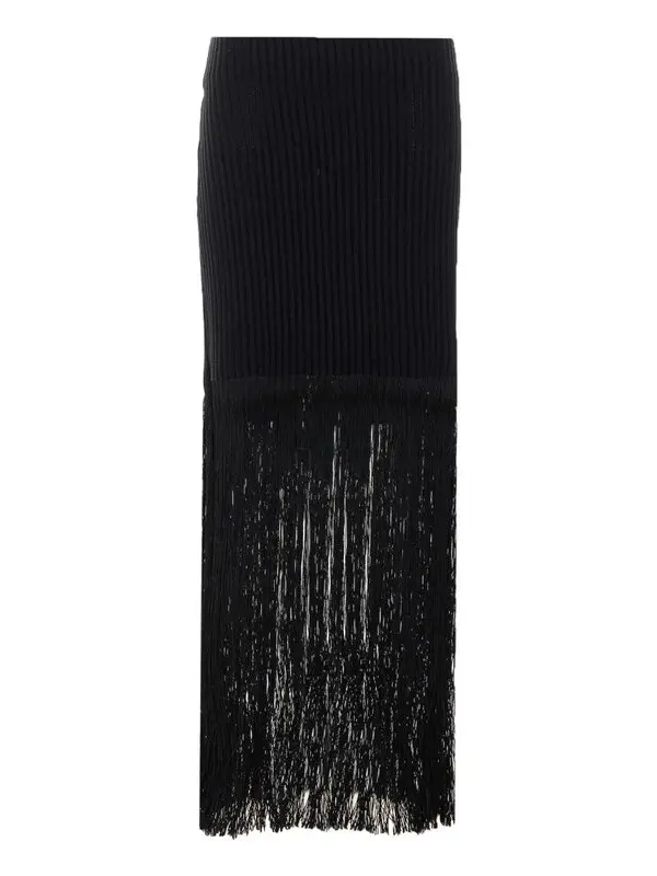 Alaïa Knitted Fringed Tube Skirt - Black