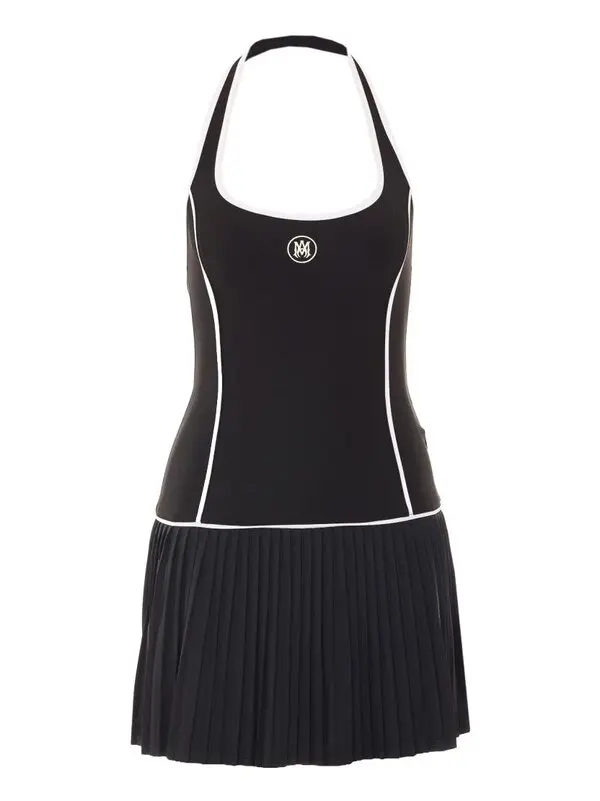 Amiri Logo Pleated Mini Dress - Black