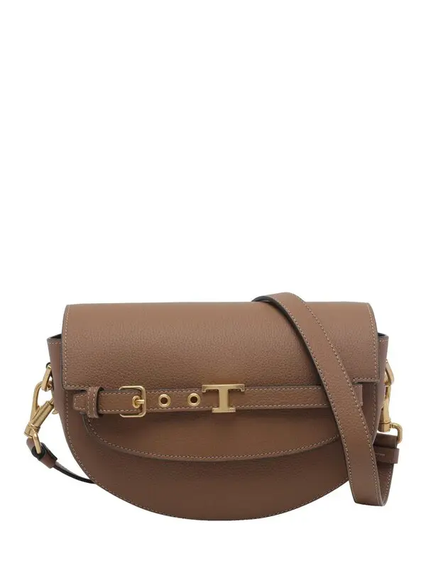TOD'S Mini T Signature Crossbody Bag - Brown