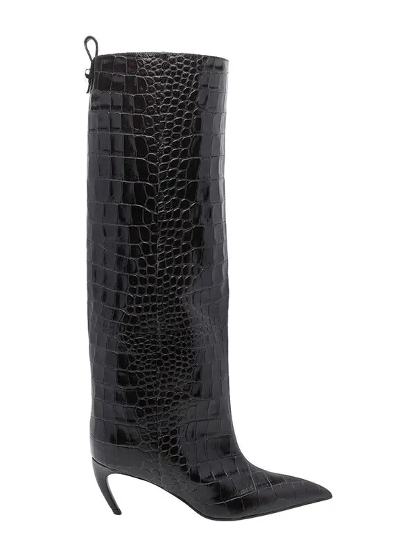 Attico Lea Pump Boots Crocodile Effect Leather - Brown