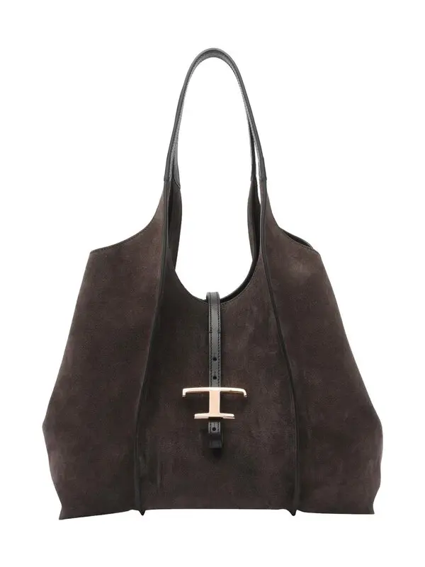 TOD'S Medium T-timeless Suede Shopping Bag - Brown