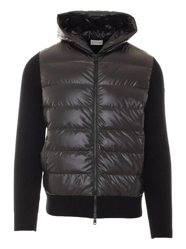 Moncler Logo Padded Quilted Cardigan - Black