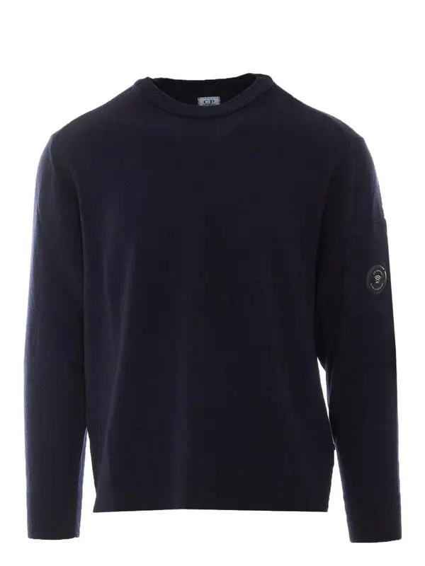 C.P. COMPANY Extrafine Merino Wool Crew Neck Sweater - Blue