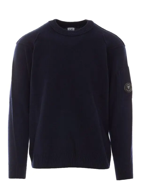 C.P. COMPANY Lens Crew Neck Sweater - Blue
