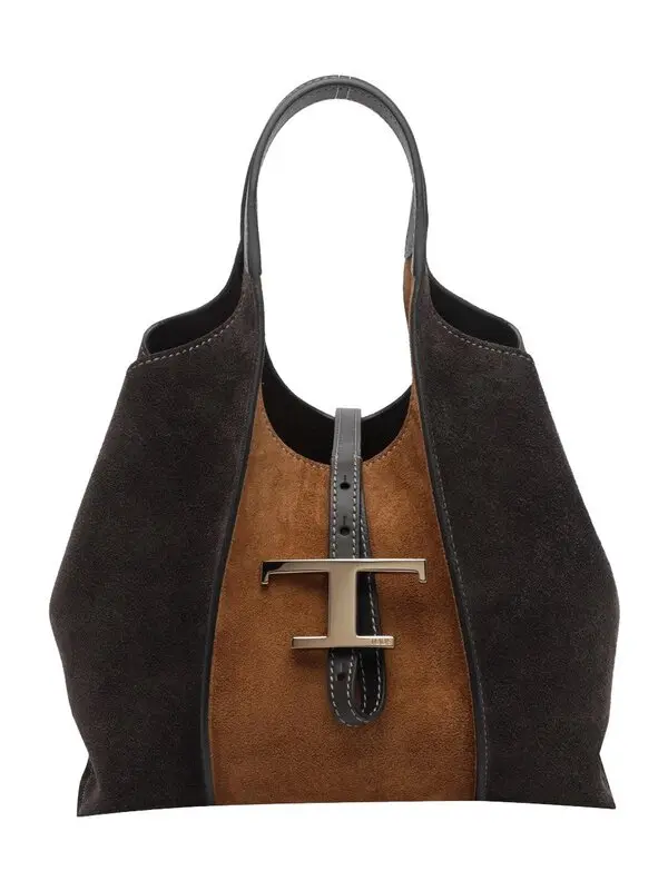 TOD'S Mini Suede T Timeless Shopping Bag - Brown