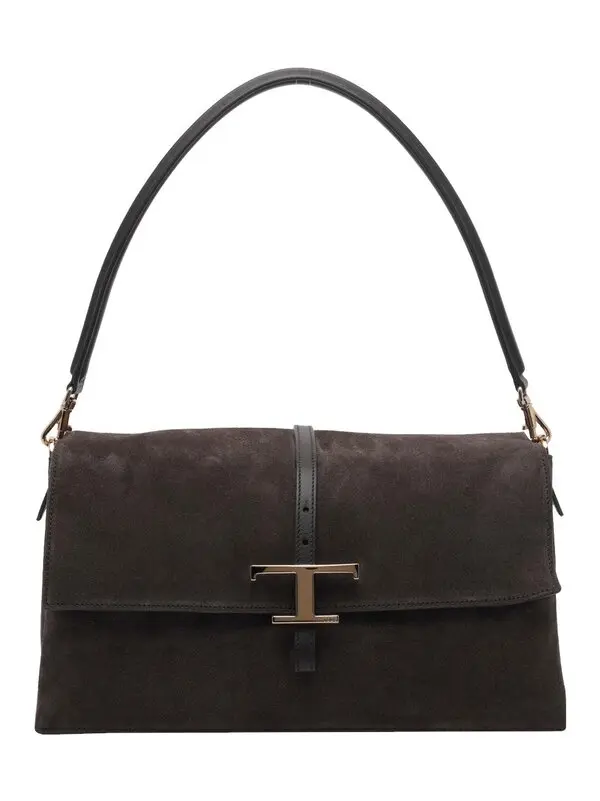 TOD'S Small Timeless Flap Suede Shoulder Bag - Brown