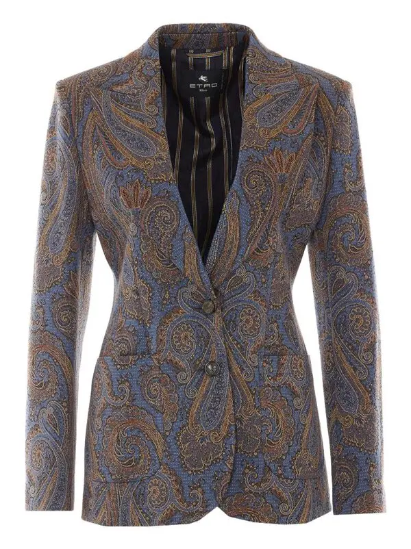 Etro Jacquard Single-breasted Jacket With Paisley Pattern - Multicolor