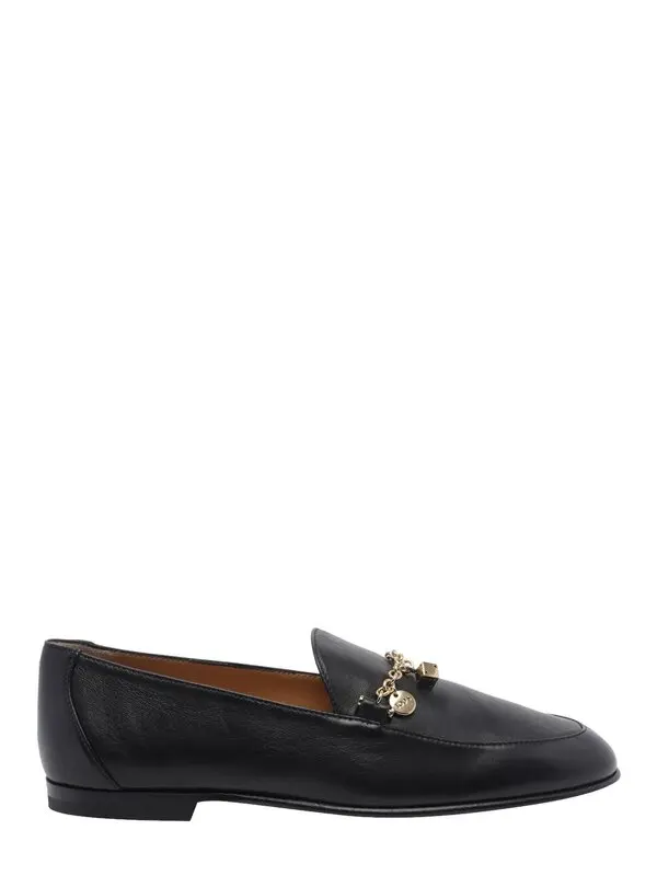 TOD'S Nappa Leather Loafers With Chain Detailing - Black