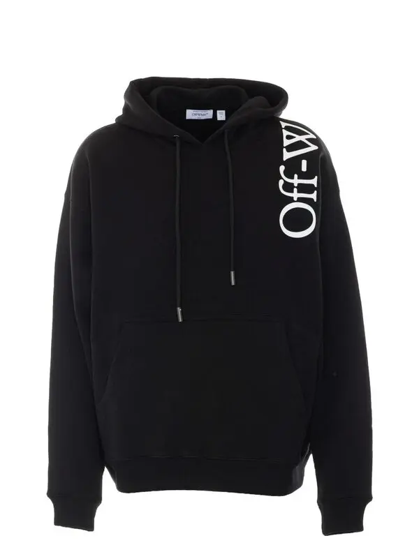 Off-White Hooded Long-sleeve Graphic Print Hoodie - Black