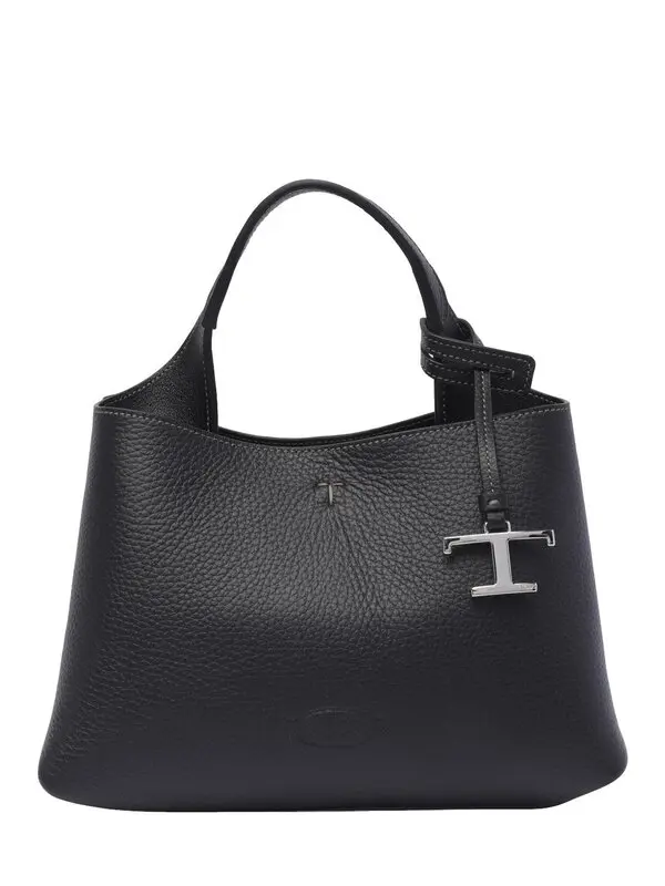 TOD'S Micro Leather Handbag With T Timeless Logo - Black