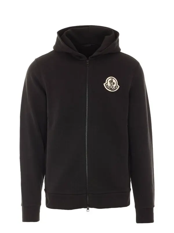 Moncler Full Zip Logo Hoodie - Black
