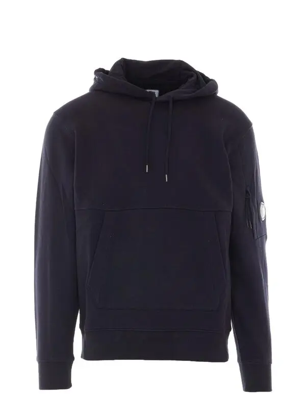 C.P. COMPANY Diagonal Raised Fleece Lens Logo Hoodie - Blue