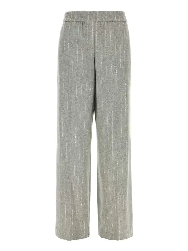 Brunello Cucinelli Embroidered Wool Blend Pant - Multicolor