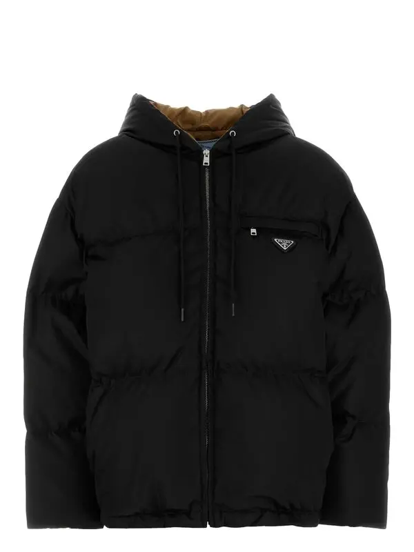 Prada Re-nylon Down Jacket With Hood - Black