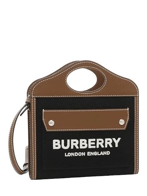 Burberry Two-tone Canvas And Leather Micro Bag - Black