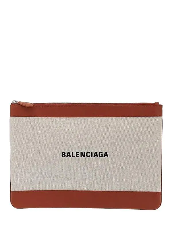 Balenciaga Navy Clip M Clutch Bag - Beige/red