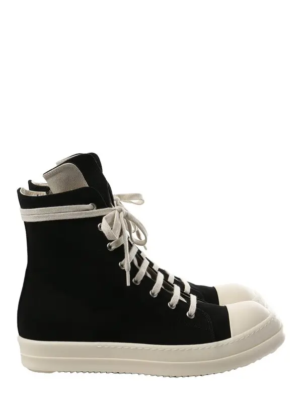 Rick Owens Round Toe Lace-up Sneakers - Black