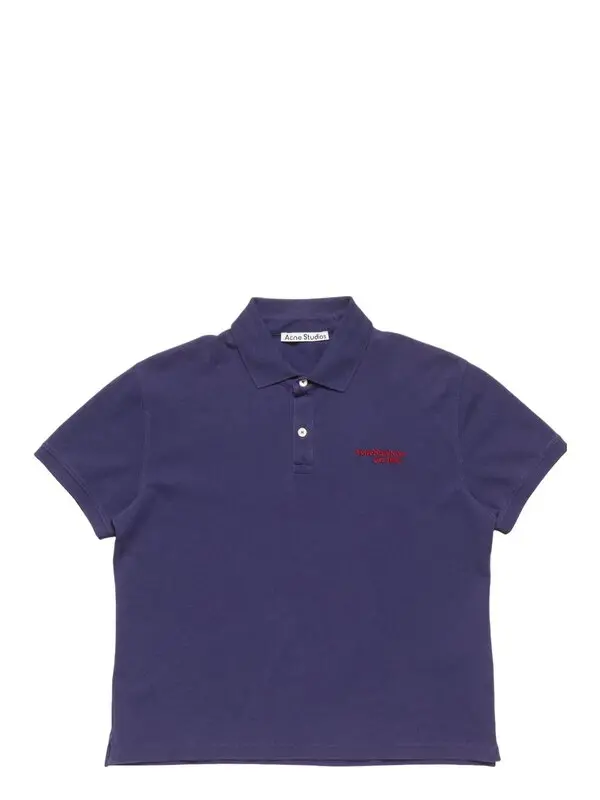 Acne Studios Logo Embroidered Polo T-shirt - Navy