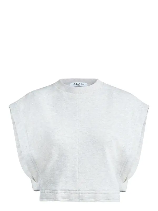 Alaïa Fleece Jersey Crop Top - Mixed Gray