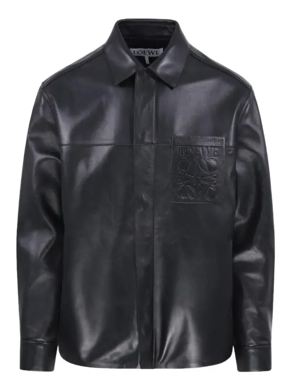Loewe Logo-embossed Leather Jacket - Black