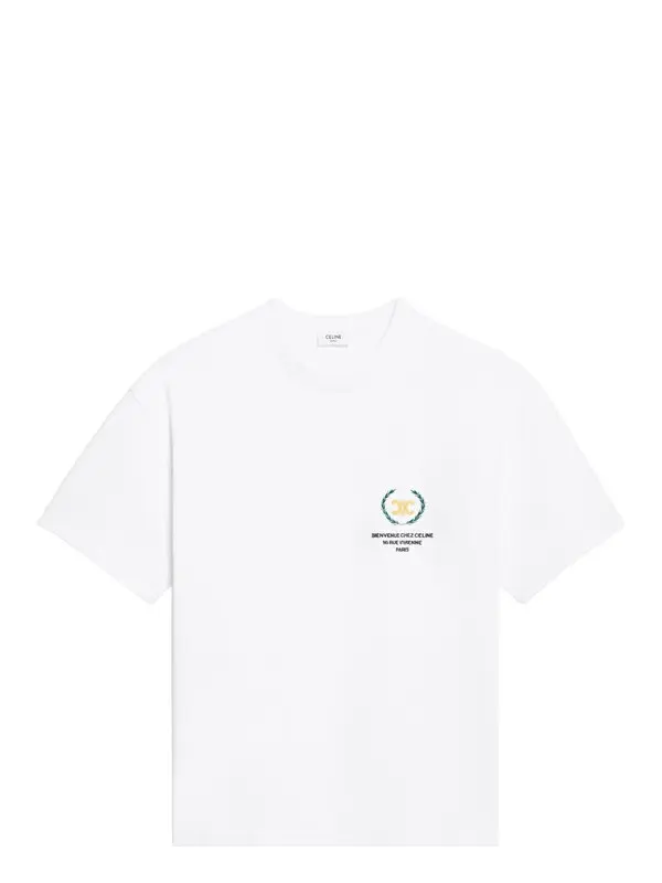 Celine T-shirt In Cotton Jersey - Off-white/yellow