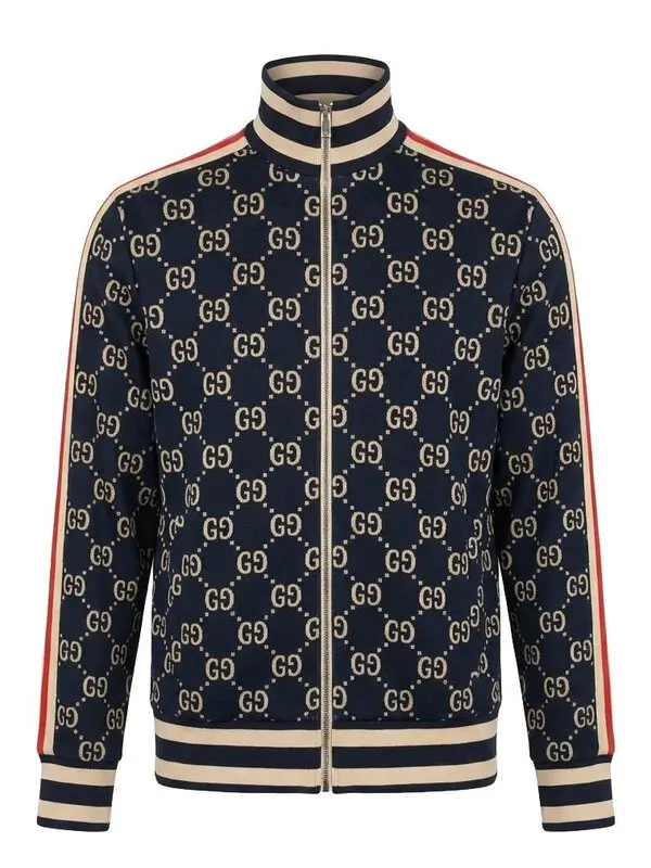 Gucci Gg Jacquard Cotton Jacket - Blue