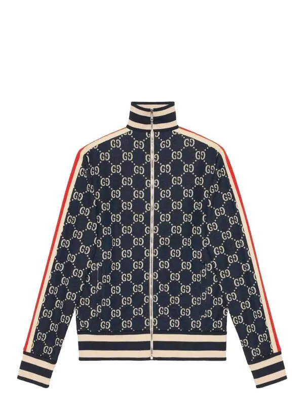 Gucci Gg Jacquard Cotton Jacket - Blue