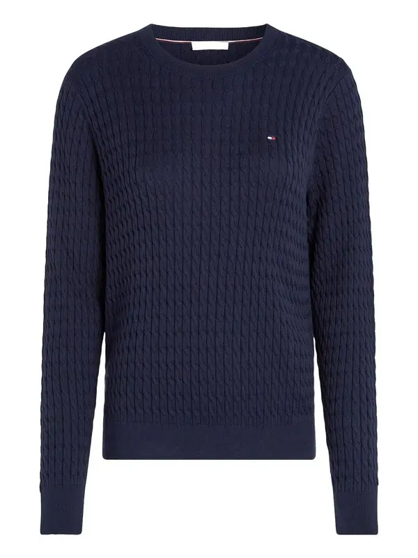Tommy Hilfiger Cable Knit Crew Neck Pullover - Midnight Navy