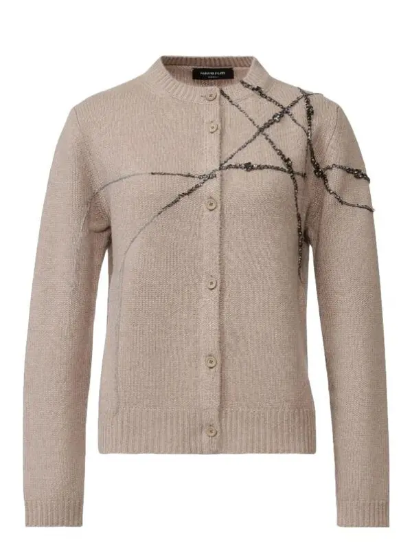 Fabiana Filippi Crystal-embellished Embroidered Cardigan - Mocha