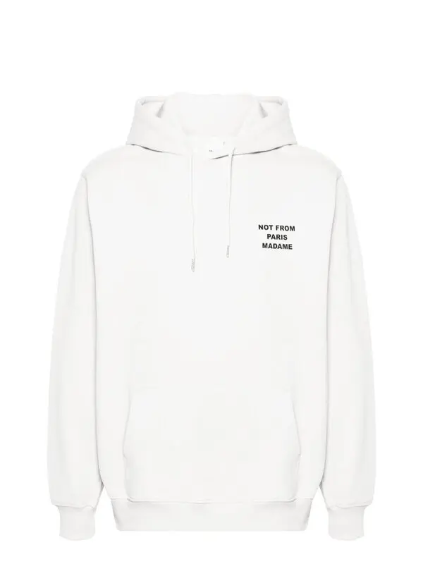 Drole De Monsieur Drôle De Slogan-printed Drawstring Hoodie - White