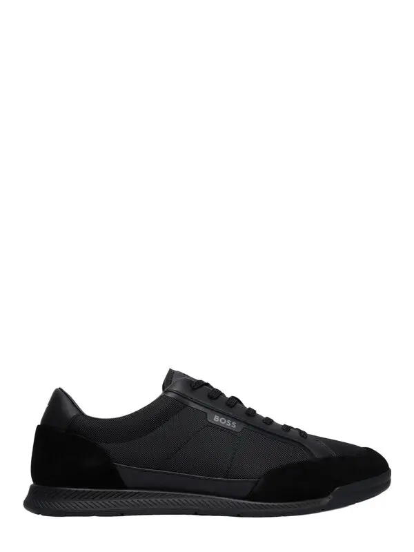 Hugo Boss Lace-up Sneakers With Perforated Details - Black
