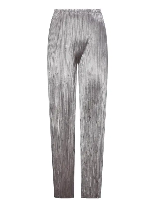FORTE_FORTE Pleated Jersey Pants With Silver-toned Finish - Gray