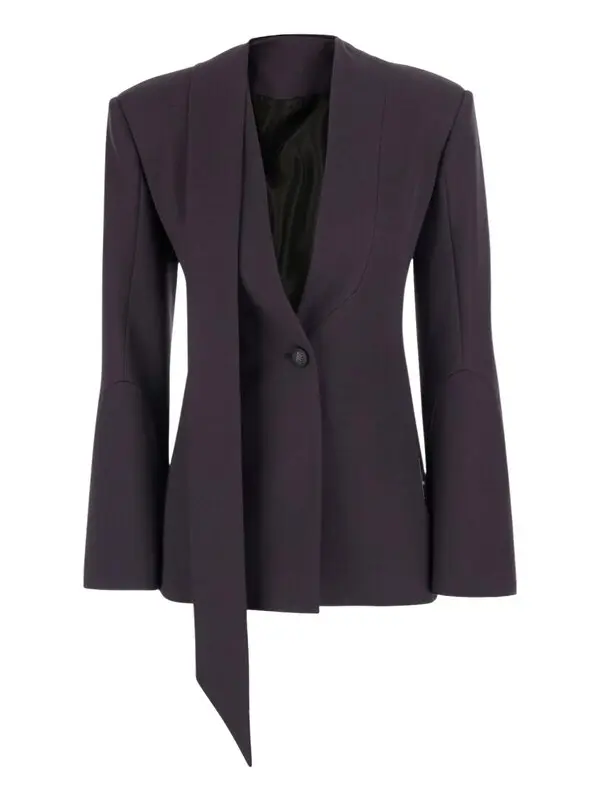 Attico Single-breasted Ribbon Blazer - Black