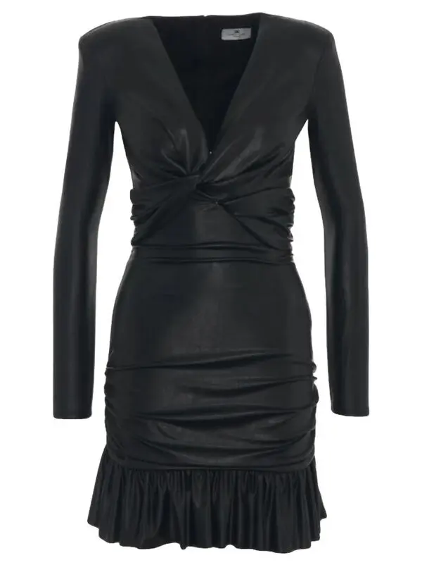 Elisabetta Franchi V-neck Knotted Dress - Black