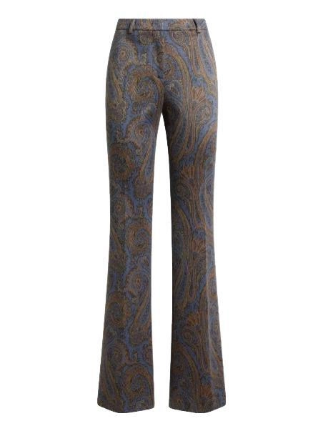 Etro Fit-and-flare Paisley Jacquard Trousers - Light Blue