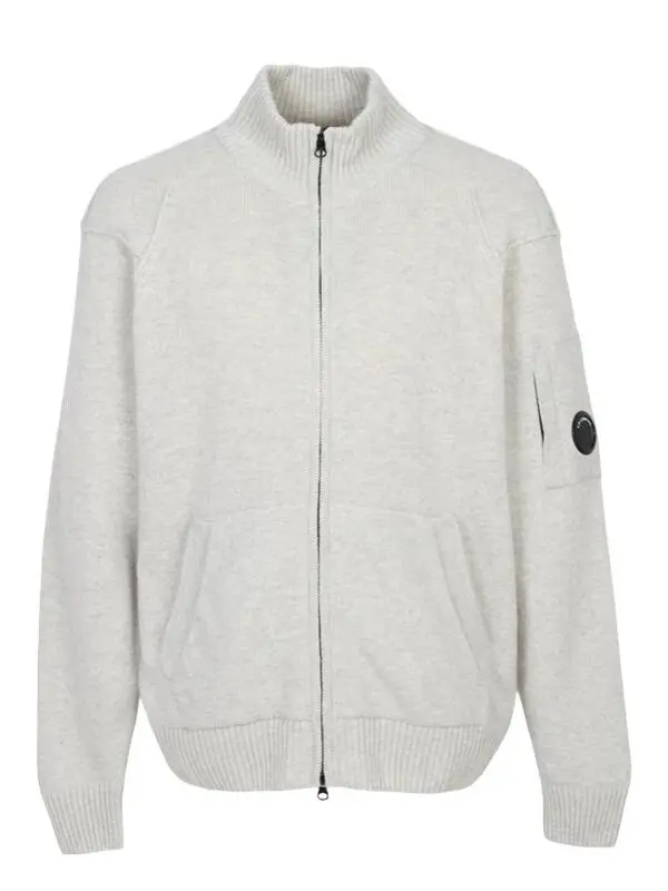C.P. COMPANY Zip-up Cardigan With Ribbed Hem - Grey