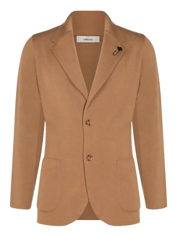 LARDINI Patch Pocket Knit Blazer - Brown
