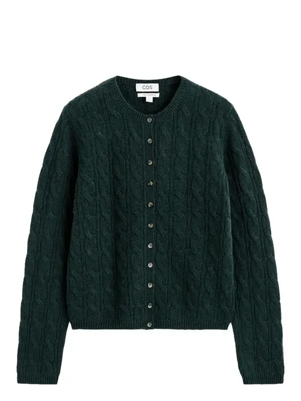 Cos Cable-knit Cashmere Cardigan - Green