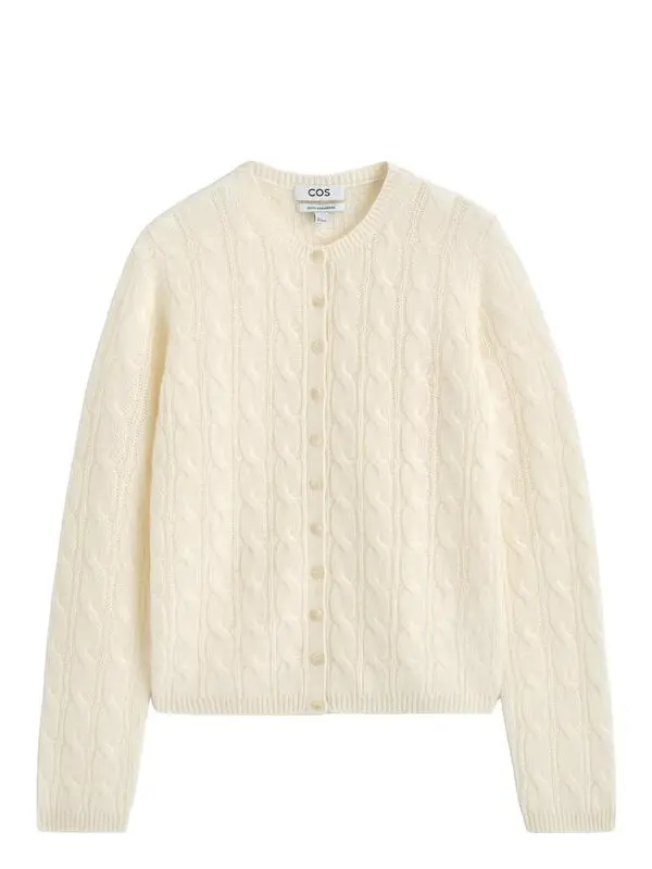 Cos Cable-knit Cashmere Cardigan - White
