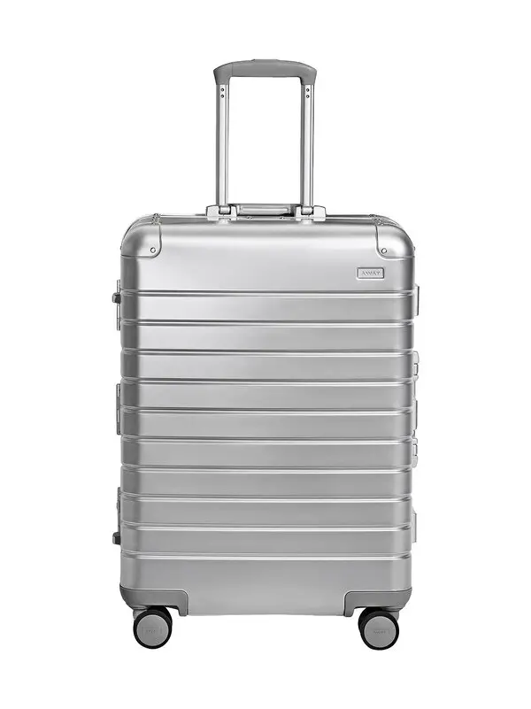 AWAY Aluminum Medium Checked Suitcase - Silver