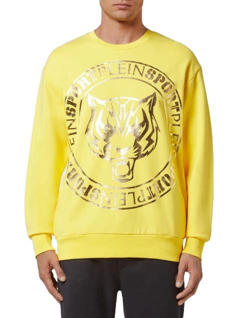 PLEIN SPORT Tiger Graphic Long Sleeve Sweatshirt - Yellow