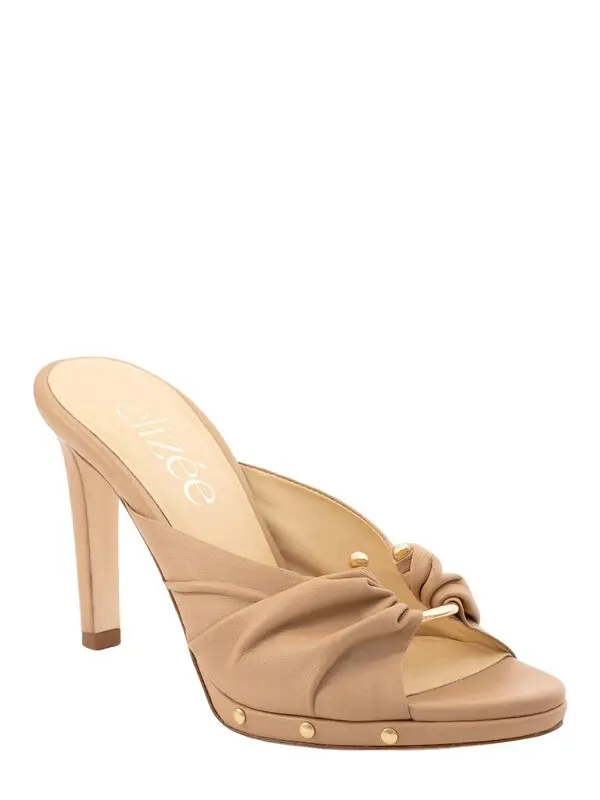 ELIZEE Carmina Mule Leather Platform Heel - Camel