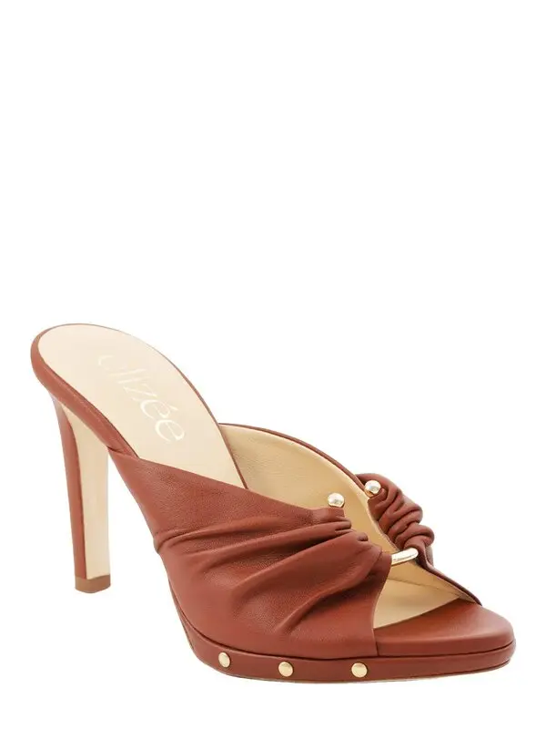 ELIZEE Carmina Mule Leather Platform Heel - Tan