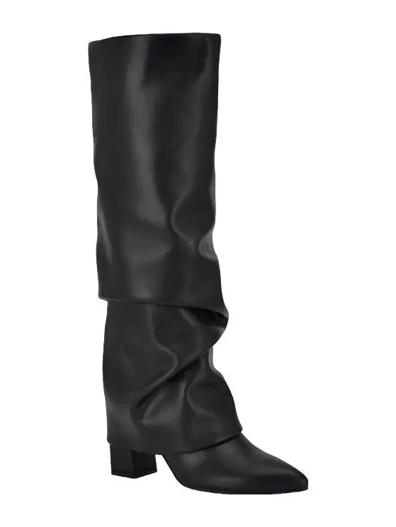 Guess Geima Pointed Toe Slouch Foldover Boot - Black